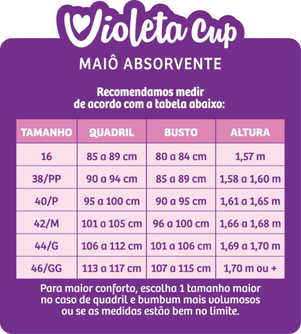 Kit Biquini Absorvente + Maiô Absorvente - Violeta Cup
